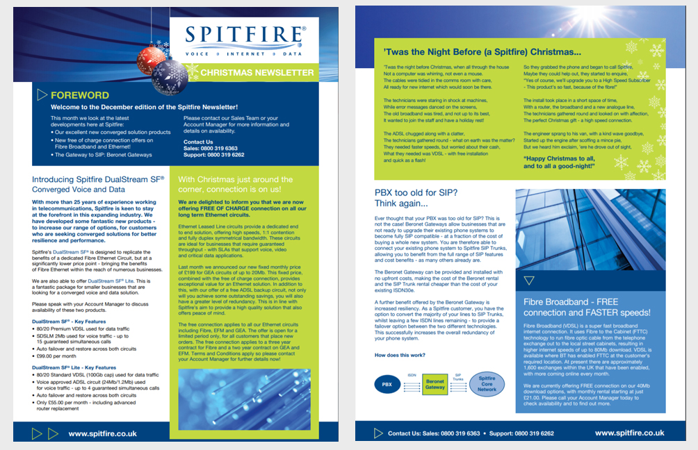 Newsletters - Spitfire Network Services Ltd